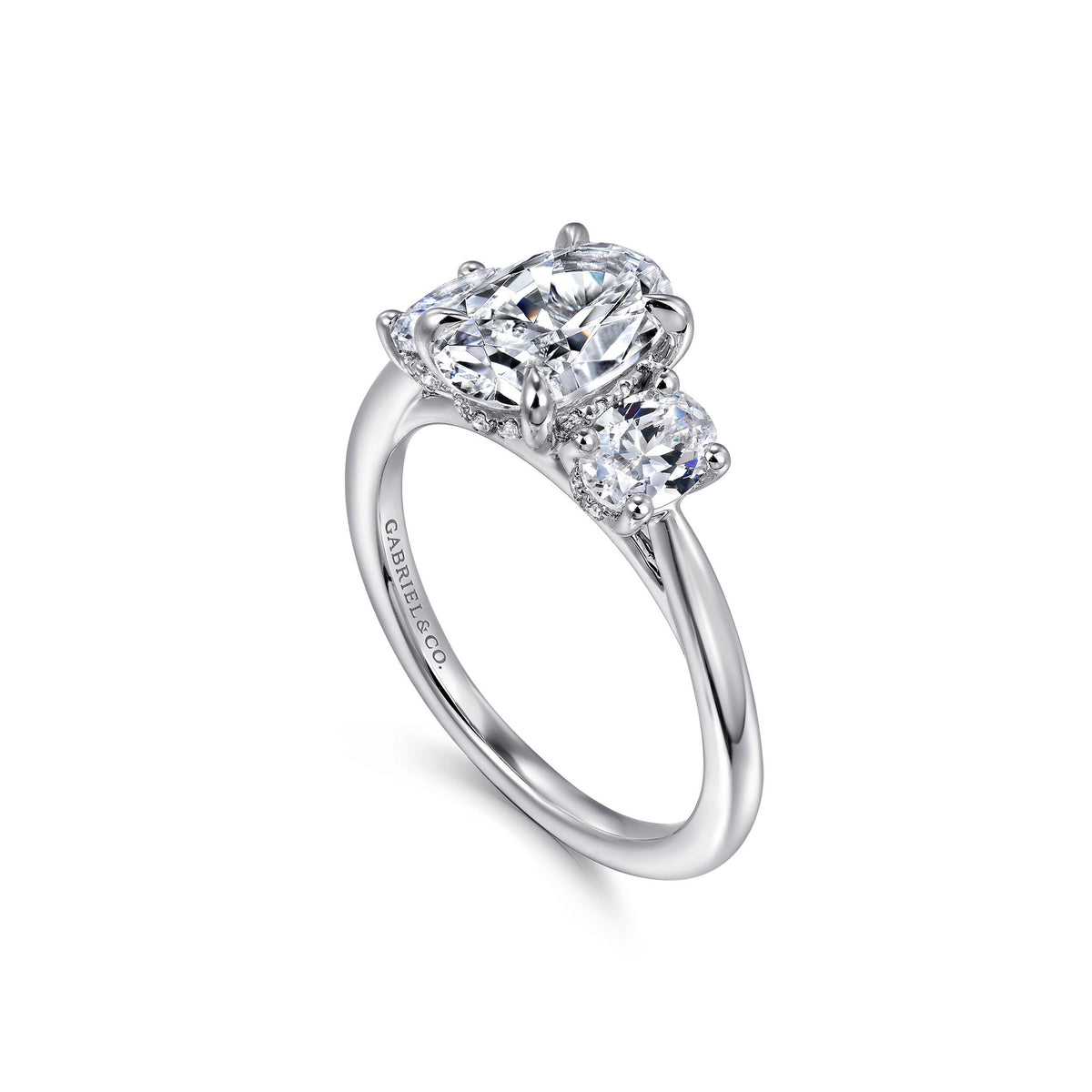 Gabriel & Co. Classic "Charissa" Three Stone Engagement Ring ...